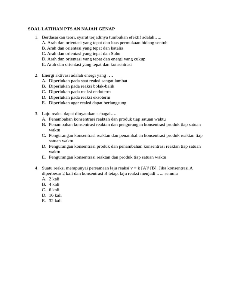 Soal Latihan Pts An Najah 11 Genap | PDF