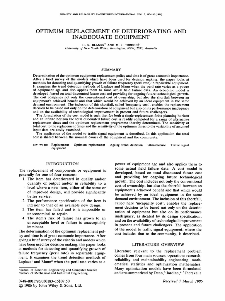 Optimum Replacement of Deteriorating and | PDF