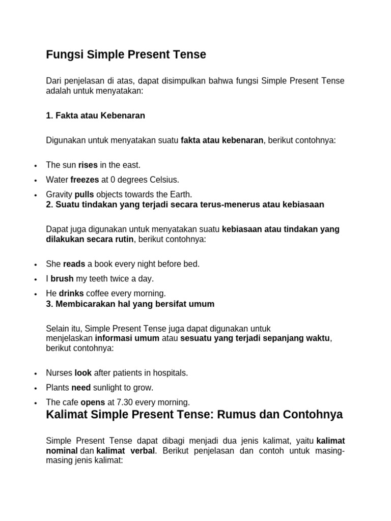 Fungsi Simple Present Tense | PDF