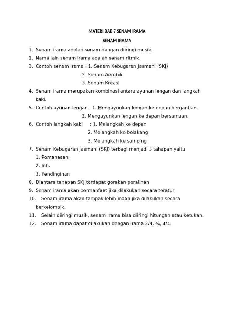 Materi Bab 7 Senam Irama | PDF