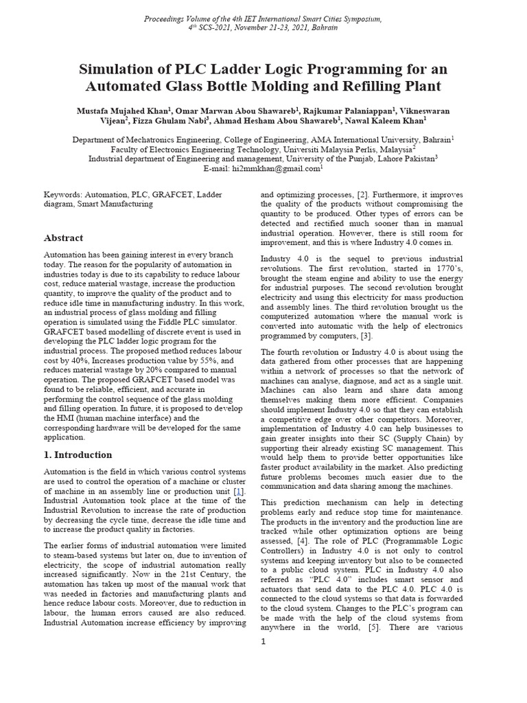 Simulation of PLC Ladder Logic Programming For An Automated Glass ...
