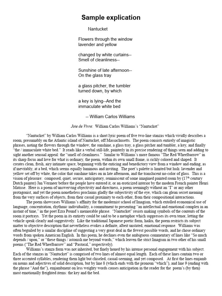 Sample Explication Nantucket | PDF