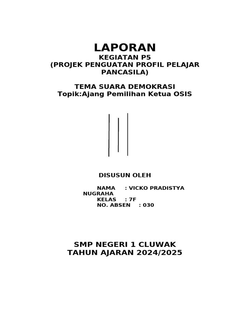 Contoh Cover Laporan p5-1 | PDF