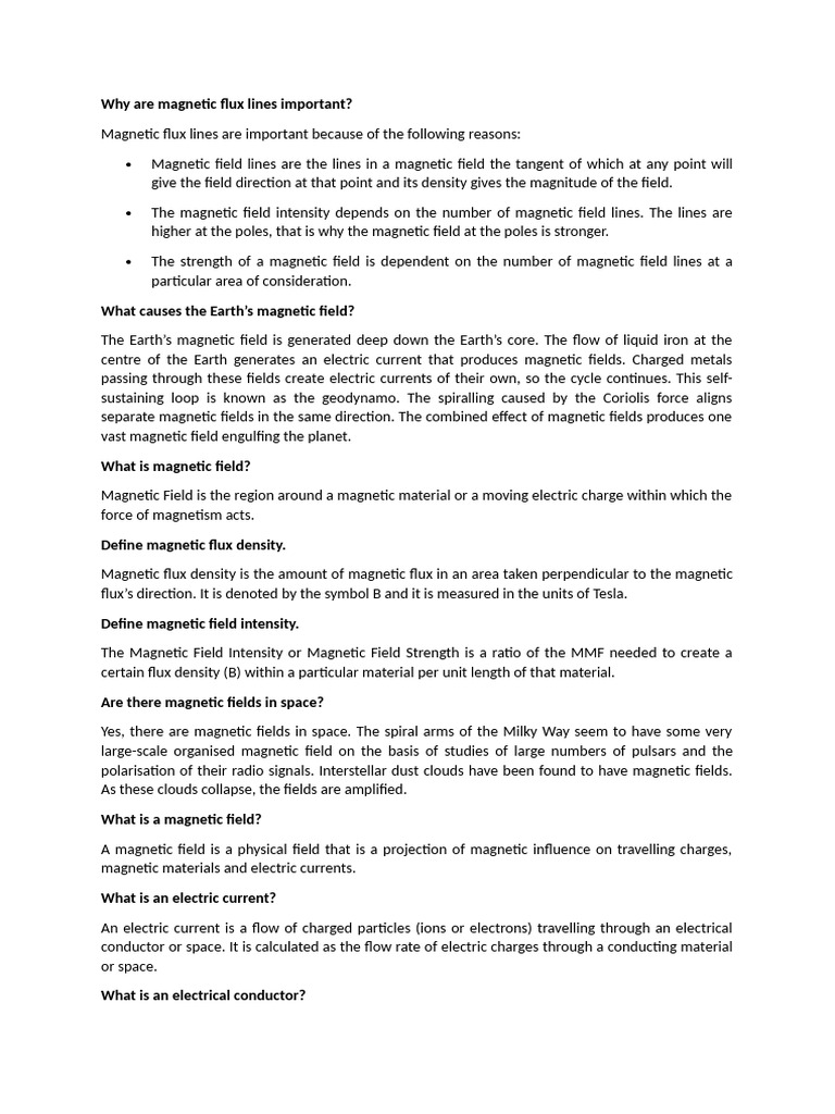 Physics Question and Answer Magnet Part1 | PDF