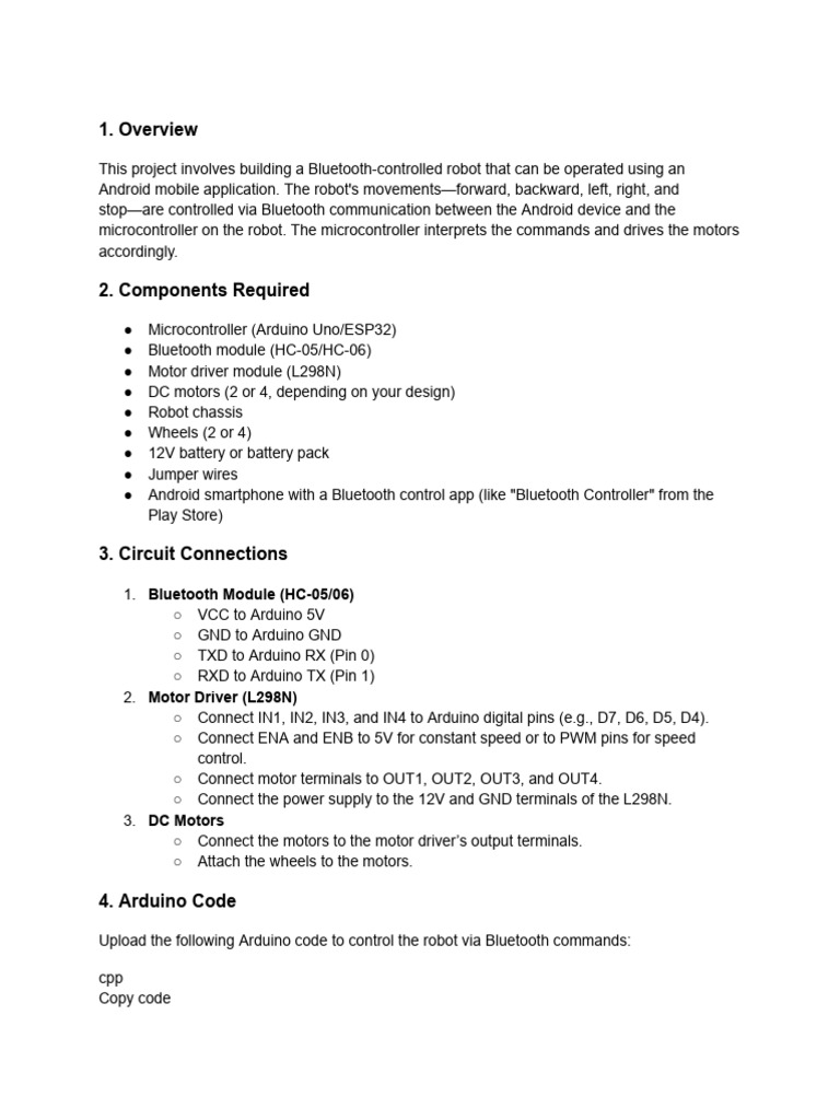 Bluetooth Controlled Robot Using Android Mobile 1 | PDF