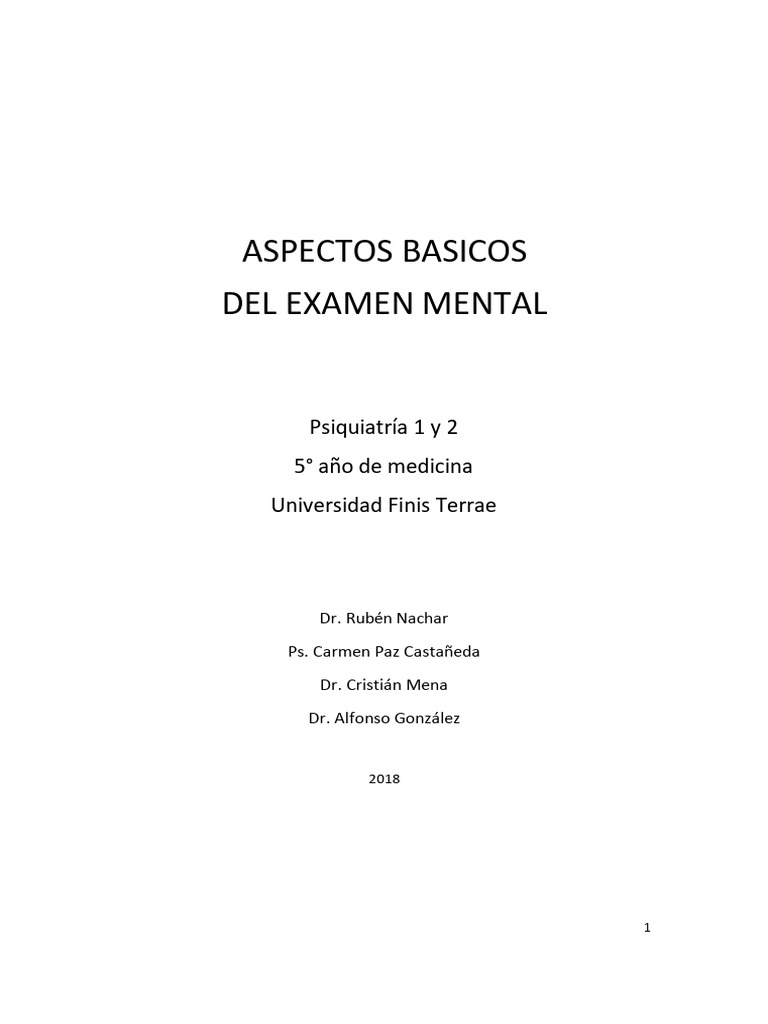 Aspectos Basicos Del Examen Mental | PDF