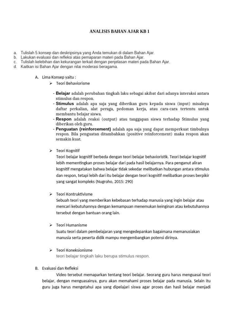 Analisis Bahan Ajar Modul 2 KB 1 | PDF