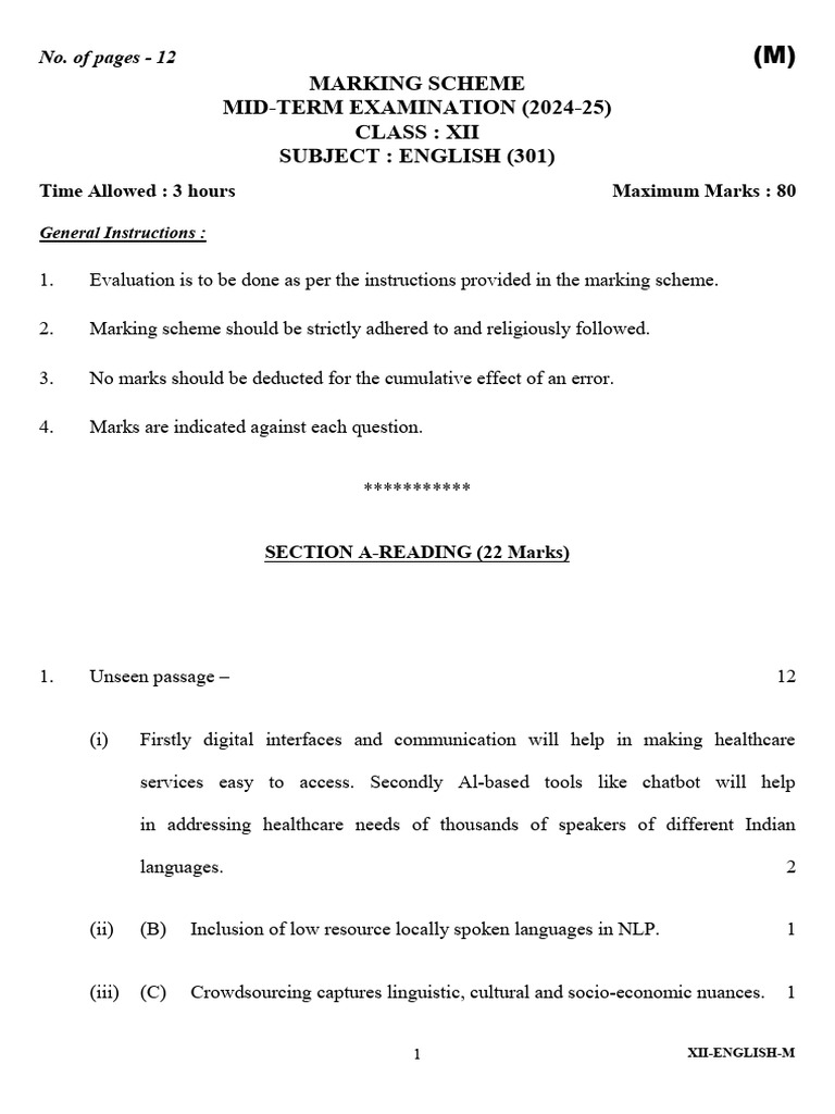Xii English - Doc-M | PDF