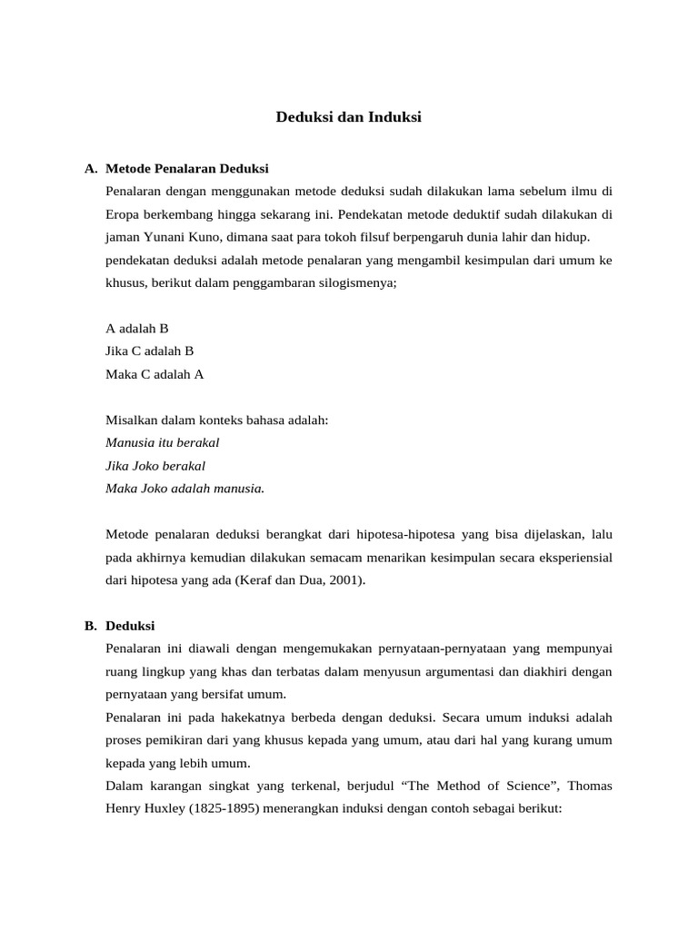 Deduksi Dan Induksi | PDF | Filsafat