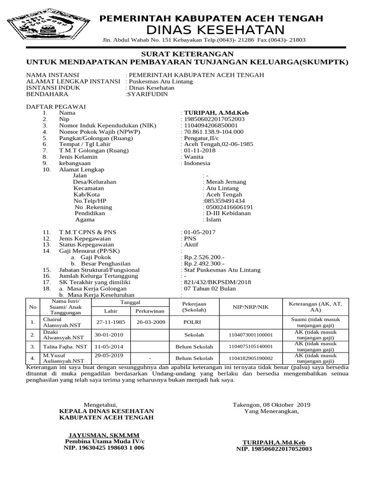 DATA KP4 TURIPAH ATU LINTANG | PDF