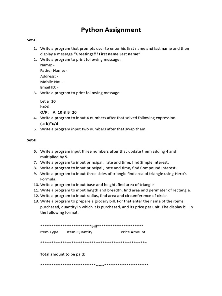 Python Assignment-1 | PDF