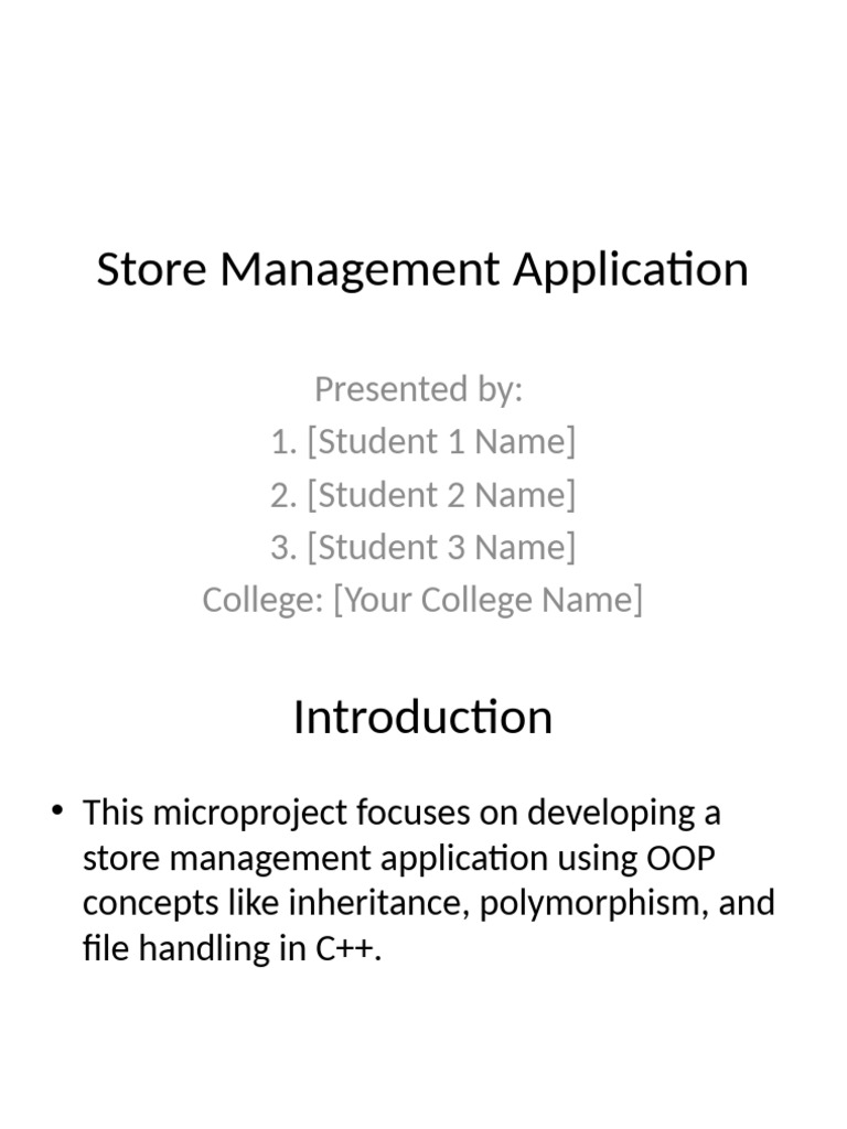 Short Store Management Project | PDF
