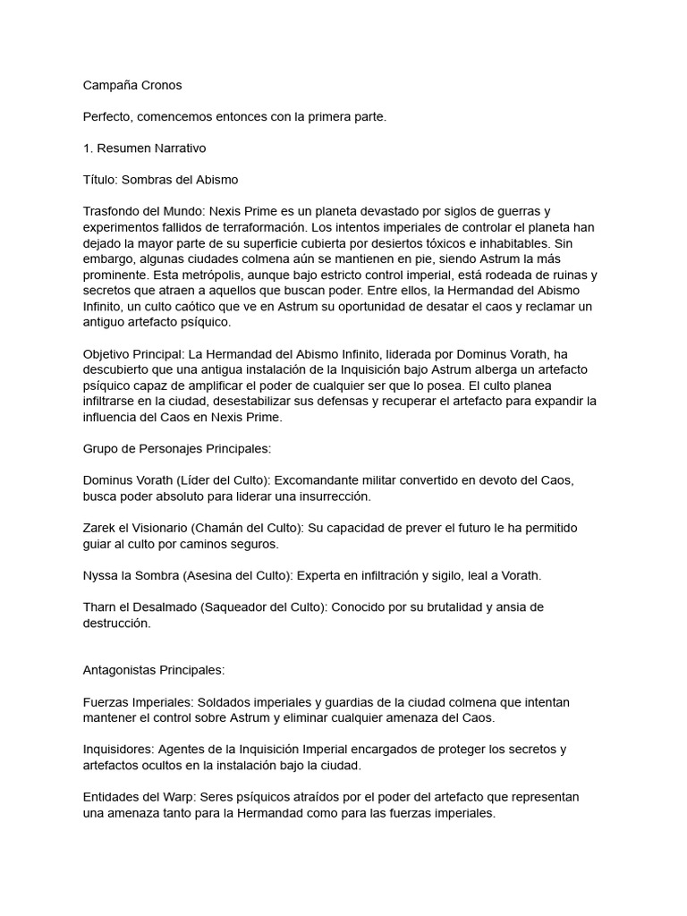 Campaña Cronos | PDF