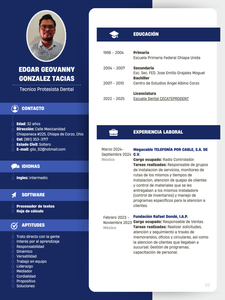 Curriculum Vitae Geovanny Tacias | PDF