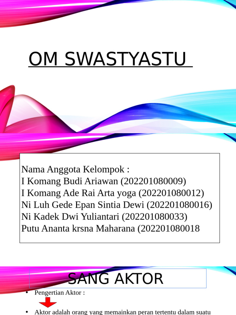 Om Swastyastu Tugas Drama Turgi Kelompok 4 New | PDF