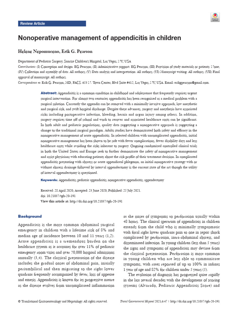 Appendicitis Gastroenterology | PDF