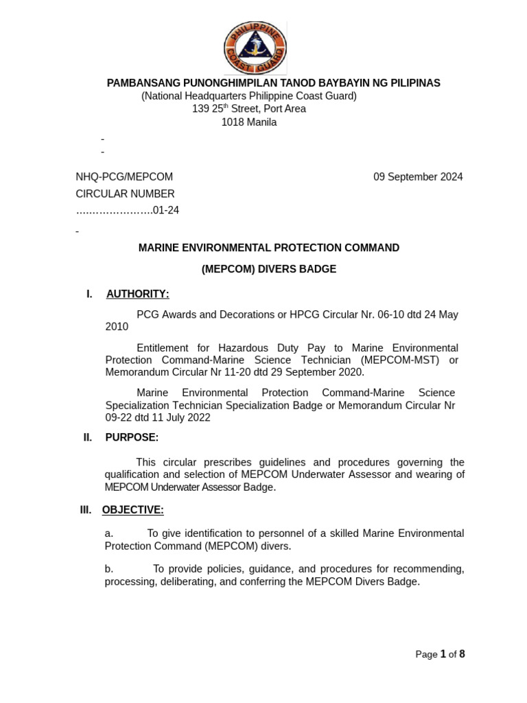 Revised MC MEPCOM Underwater Assessor Badge For OUT To m1 | PDF