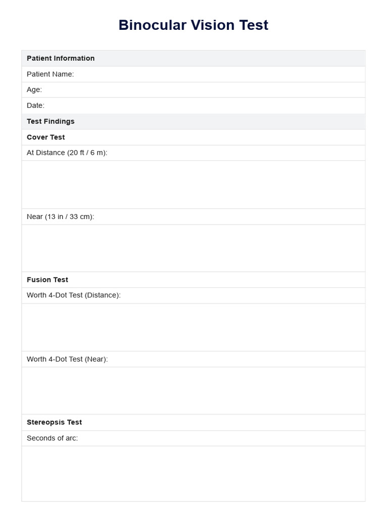 Binocular Vision Test | PDF