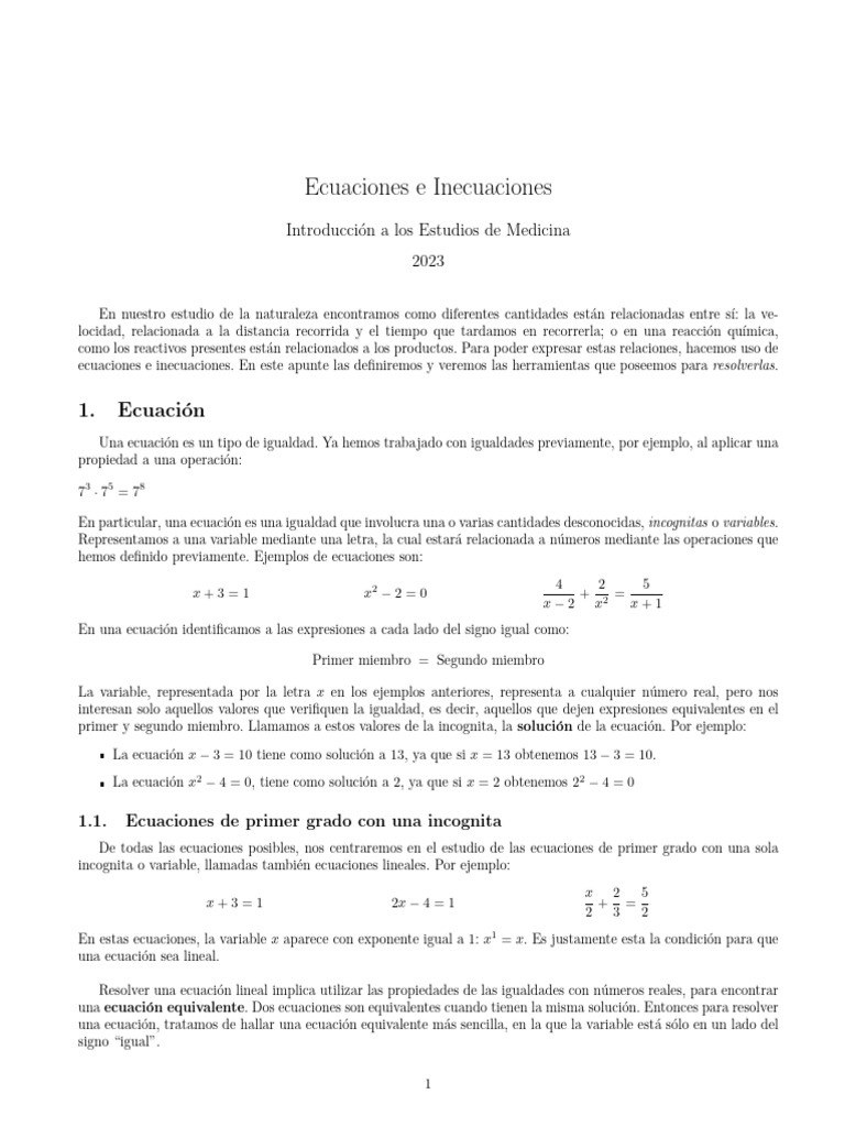 Ecuaciones e Inecuaciones | PDF