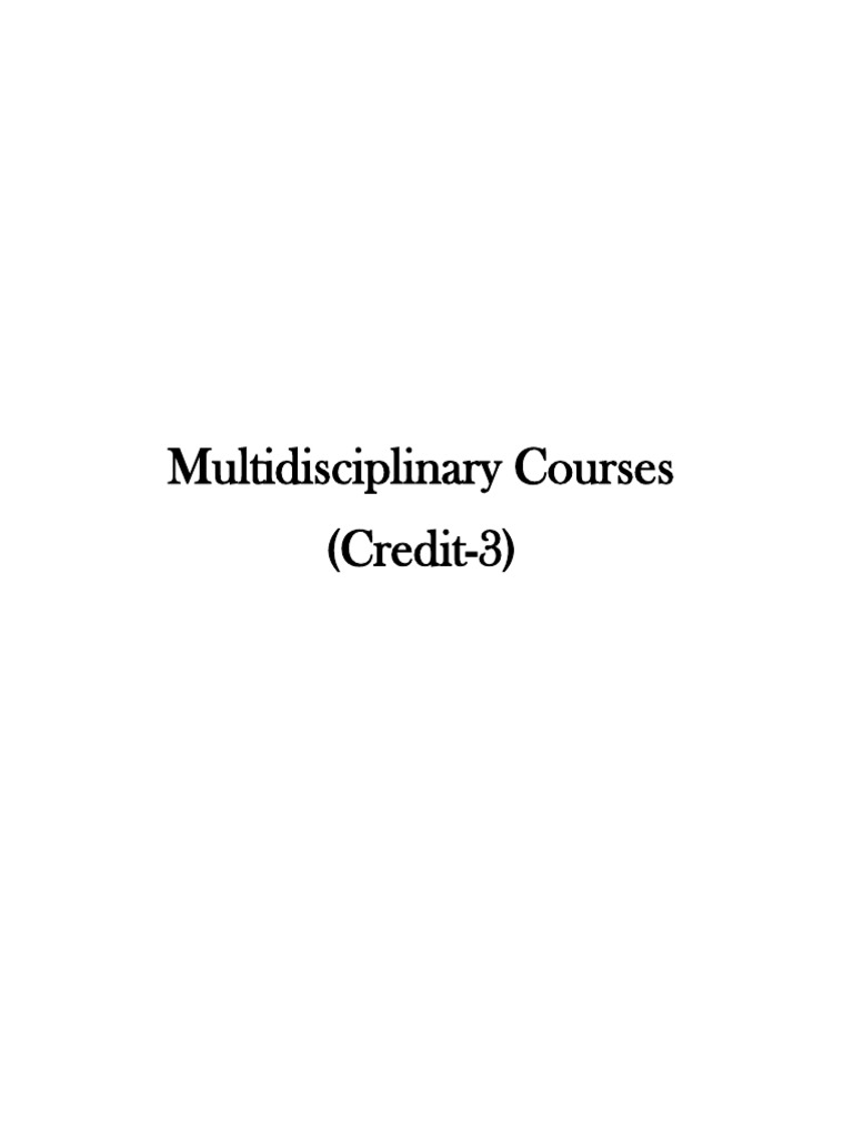 Multidisciplinary Courses (Credit-3) | PDF