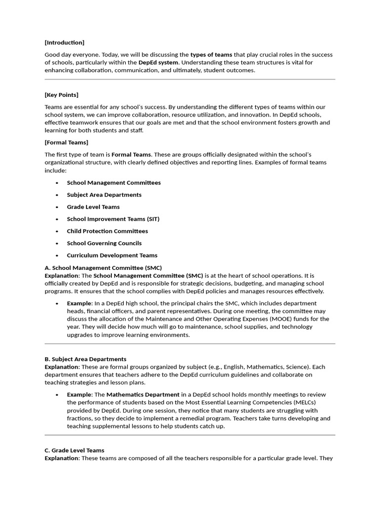 Types of Teams | PDF