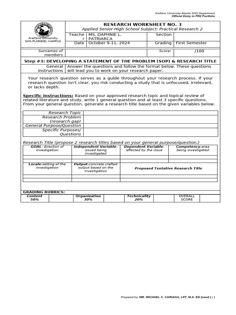 RESEARCH Worksheet No3 PR2 1st Quarter | PDF