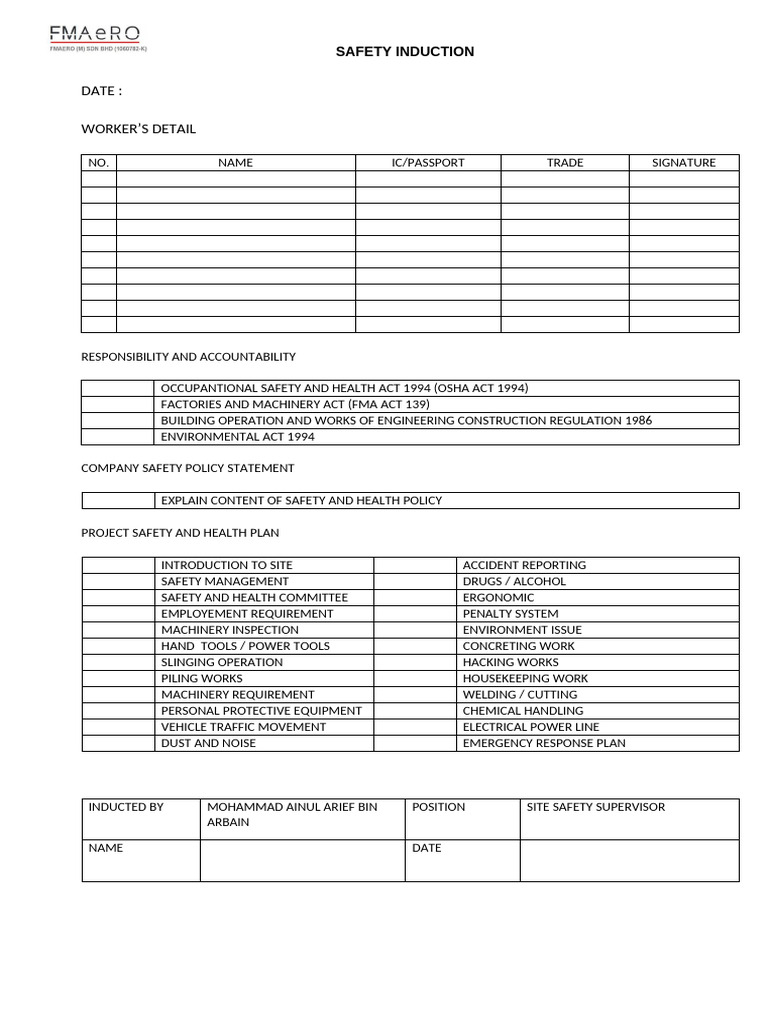 Safety Induction | PDF