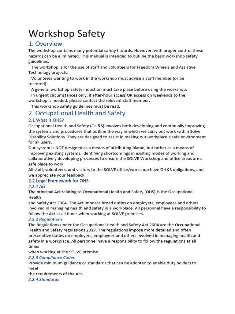 Workshop Safety Rev1 | PDF