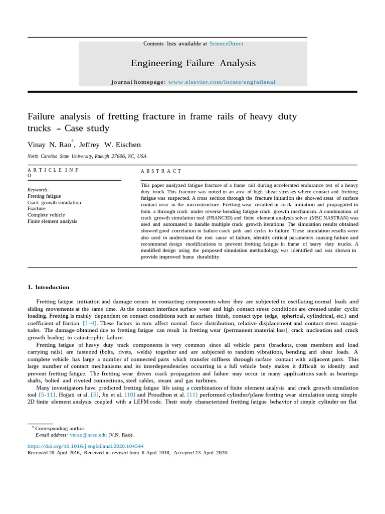 Failure Analysis of Fretting Fracture in | PDF