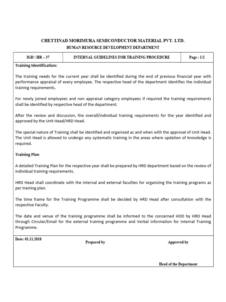 Igd 37 Training Procedure | PDF