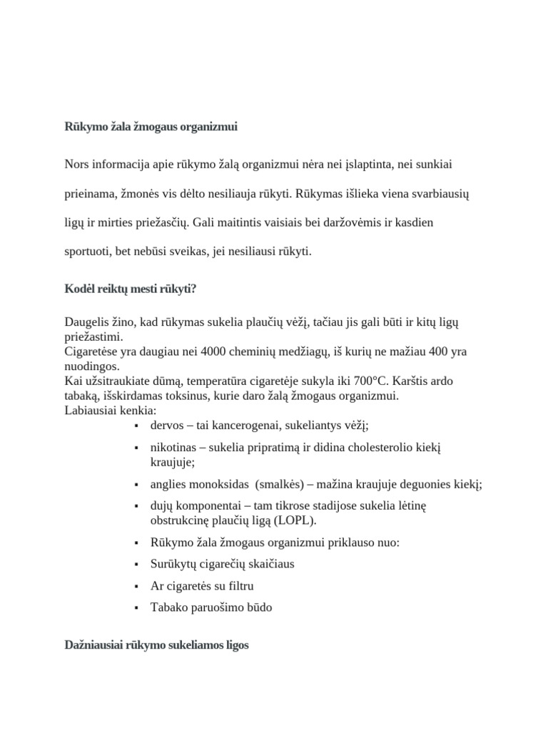 Rukymo Zala Zmogaus Organizmui | PDF