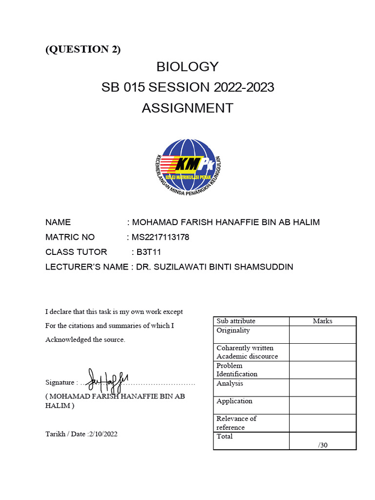 Edited Assignment Bio | PDF