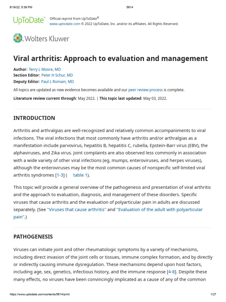 Viral Arthritis | PDF