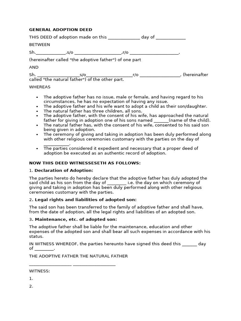 Deed General Adoption Deed | PDF