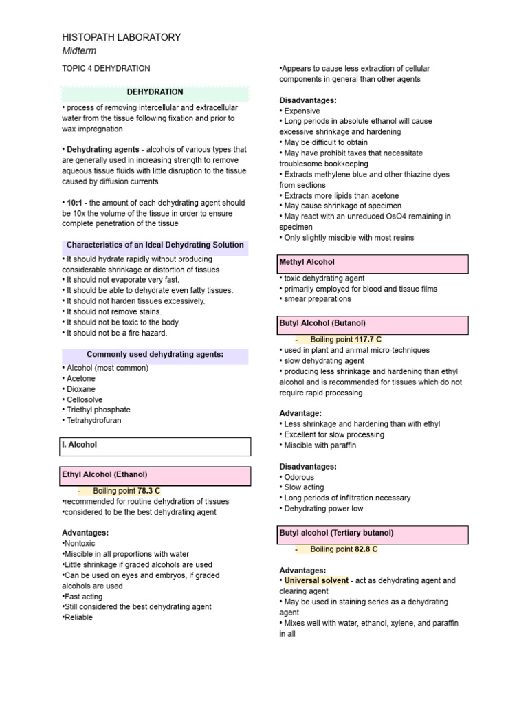 HISTOPATH LAB NOTES Lesson 4 & 5 | PDF