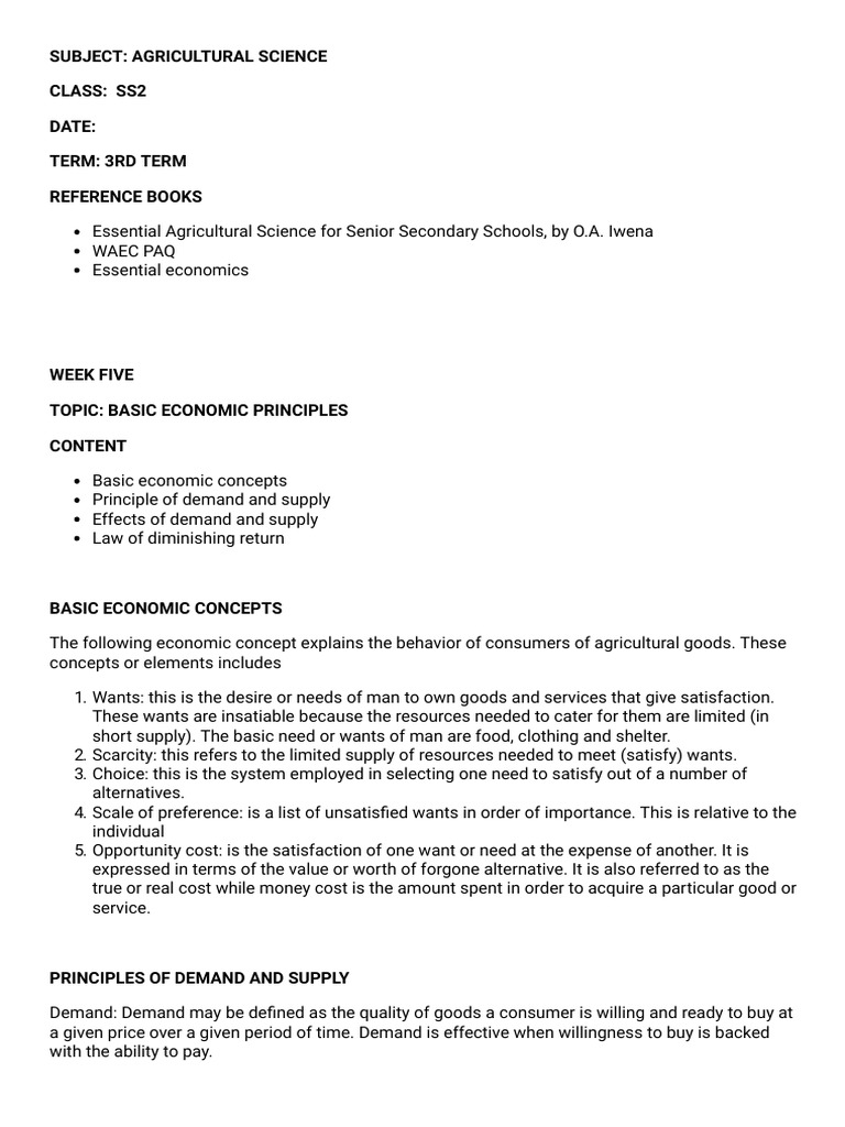 Basic Economic Principles | PDF | Supply (Economics) | Finance & Money ...