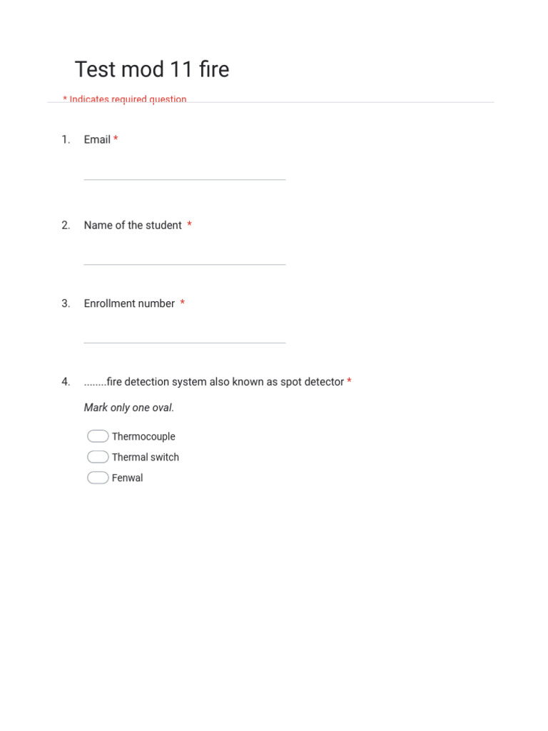 Test mod 11 fire - Google Forms | PDF