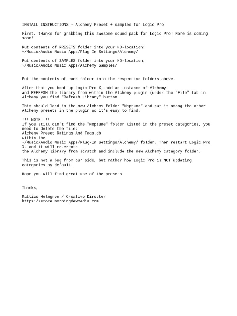 Install Instructions | PDF