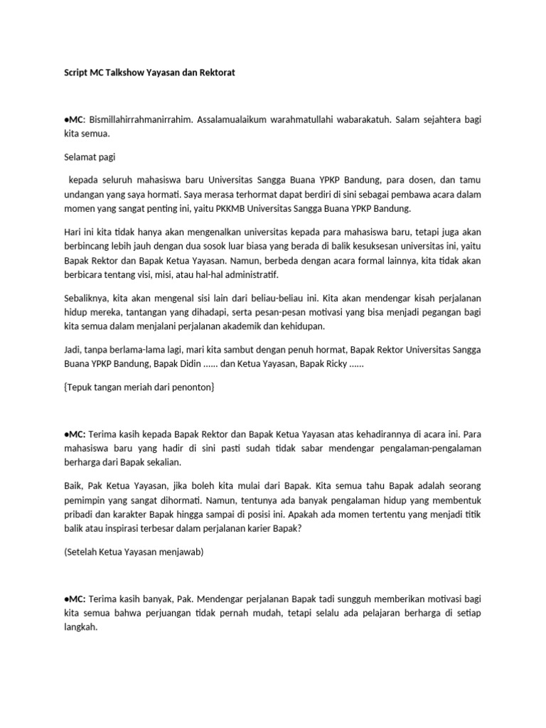 Script 3 Talkshow PKKMB | PDF