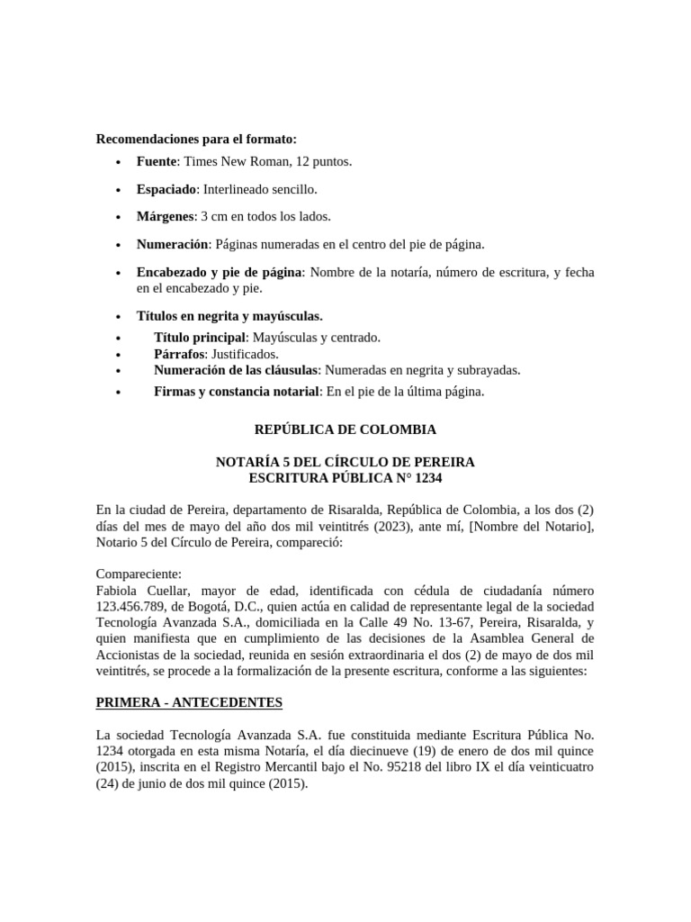 Escritura Publica Sa | PDF