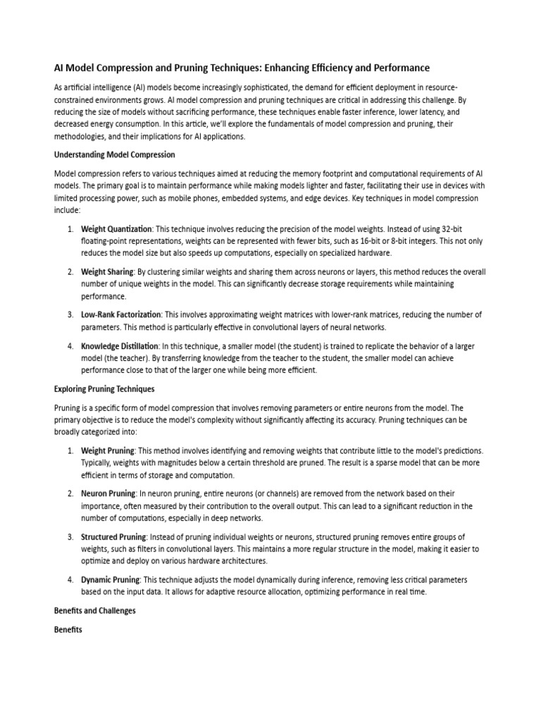 Model Compression and Pruning Techniques | PDF