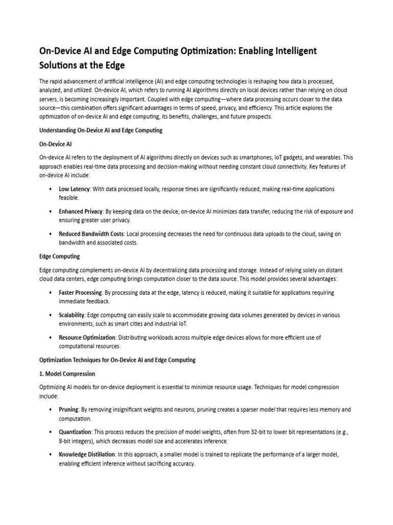 On-Device AI and Edge Computing Optimization | PDF | Artificial Intelligence | Intelligence (AI ...