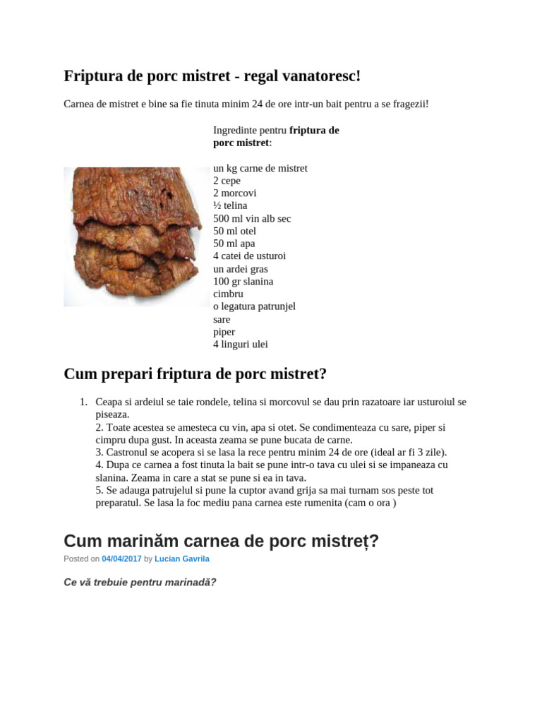 Friptura de Porc Mistret | PDF