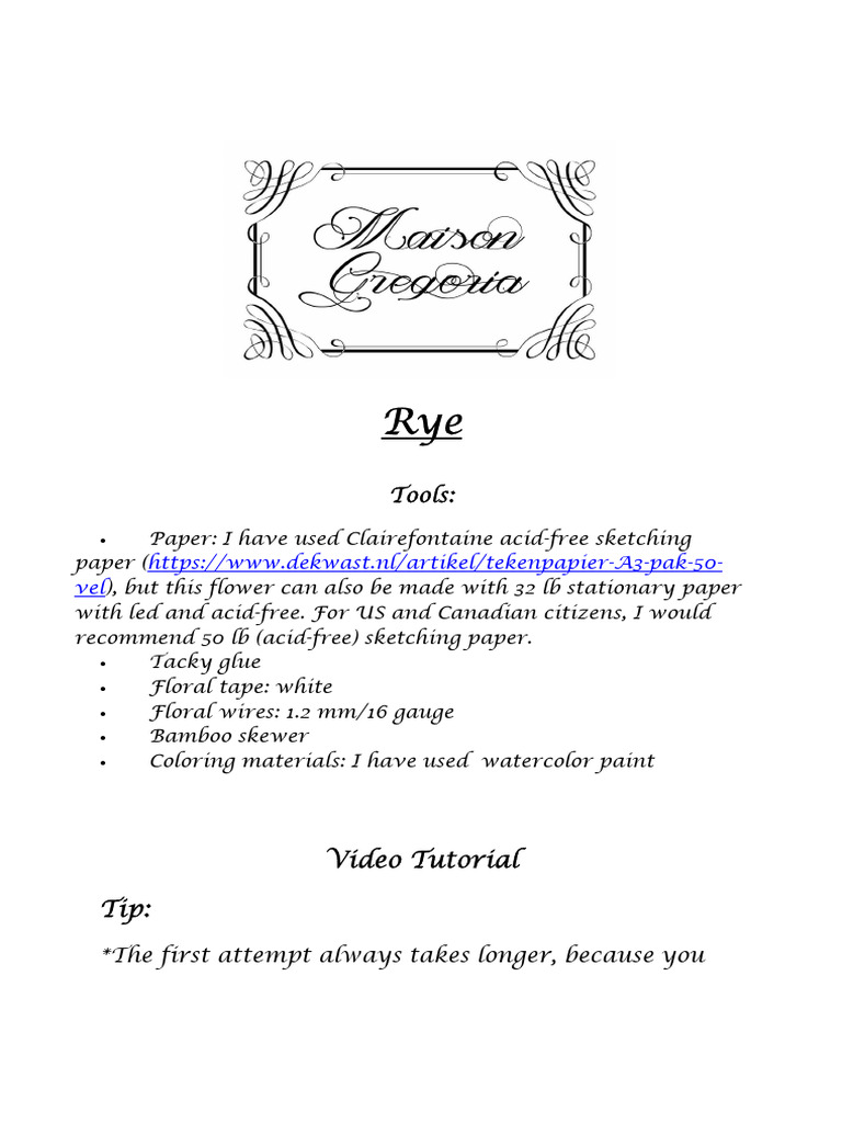 Rye Instructions | PDF