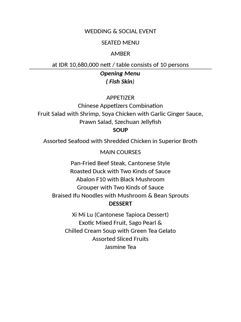 Set Menu 2024-2025 Indigo Bandung | PDF