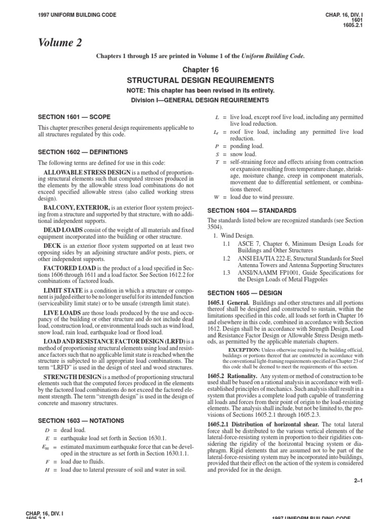 UBC-Volume 2 Chapter16 | PDF | Structural Load | Truss