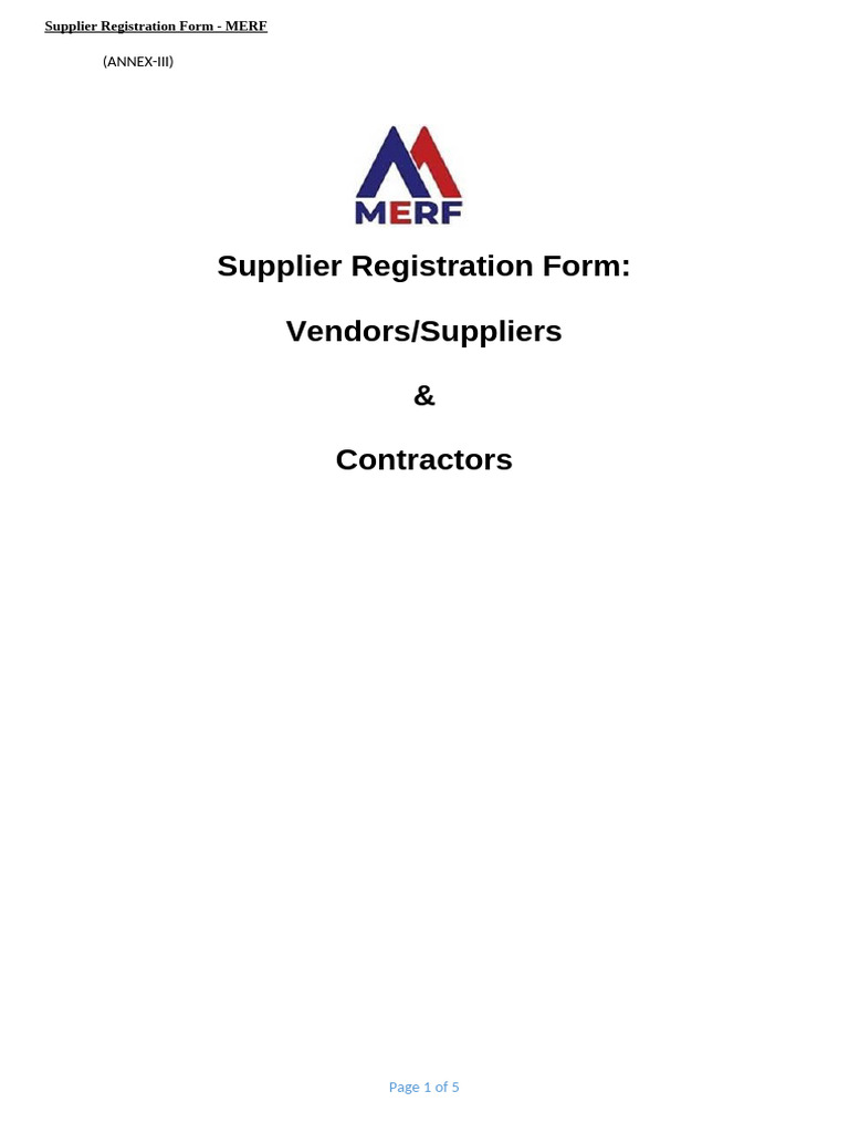 002-ANNEX III-Supplier Registration Form | PDF