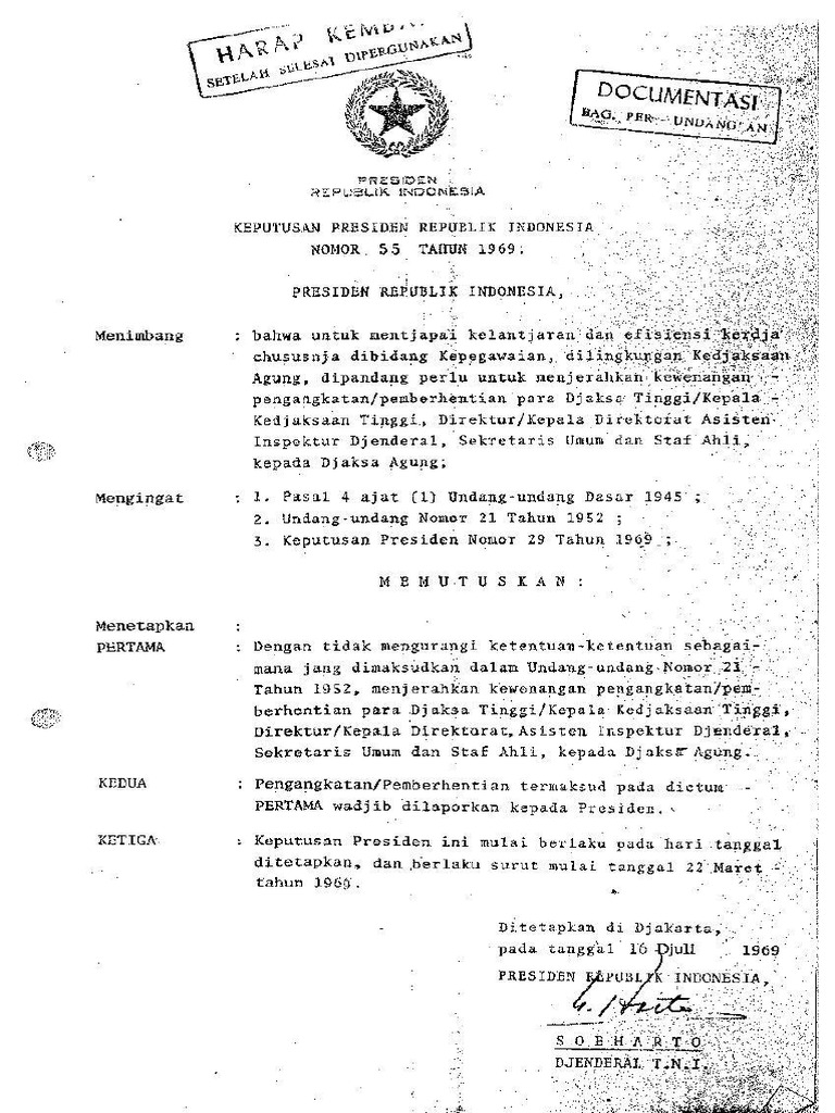 Kepres No.55 Tahun 1969 | PDF