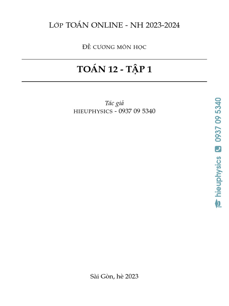 Toan 12 - HK 1 - Sach HS | PDF