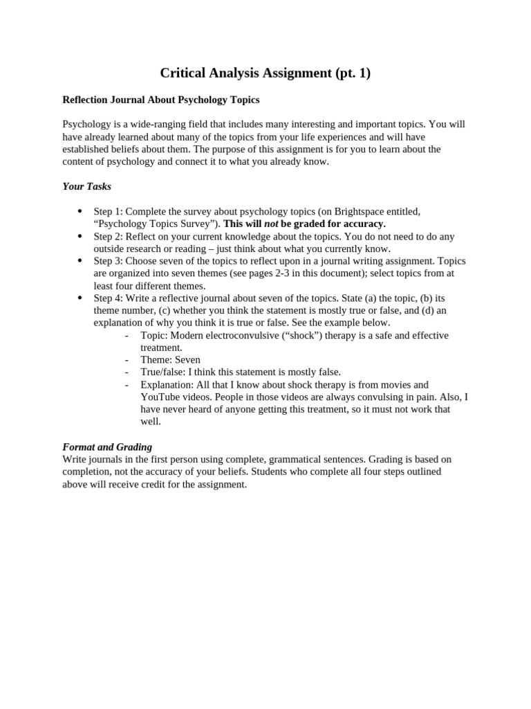 Critical Analysis Assignment (P. 1) 3 | PDF